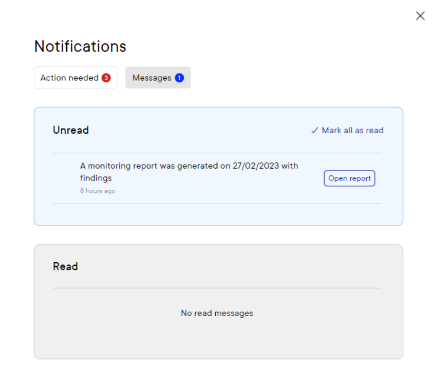 Monitoring reports notifications